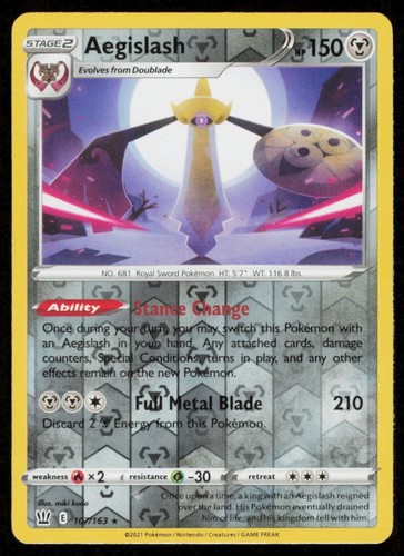 Aegislash 107/163 Reverse Holo Rare - 2021 Pokemon Battle Styles LP | eBay