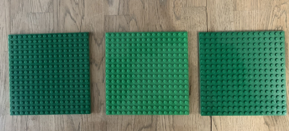 3 x LEGO Flat Plates Base Board Building Create Thin Green 16 x 16 pin ...