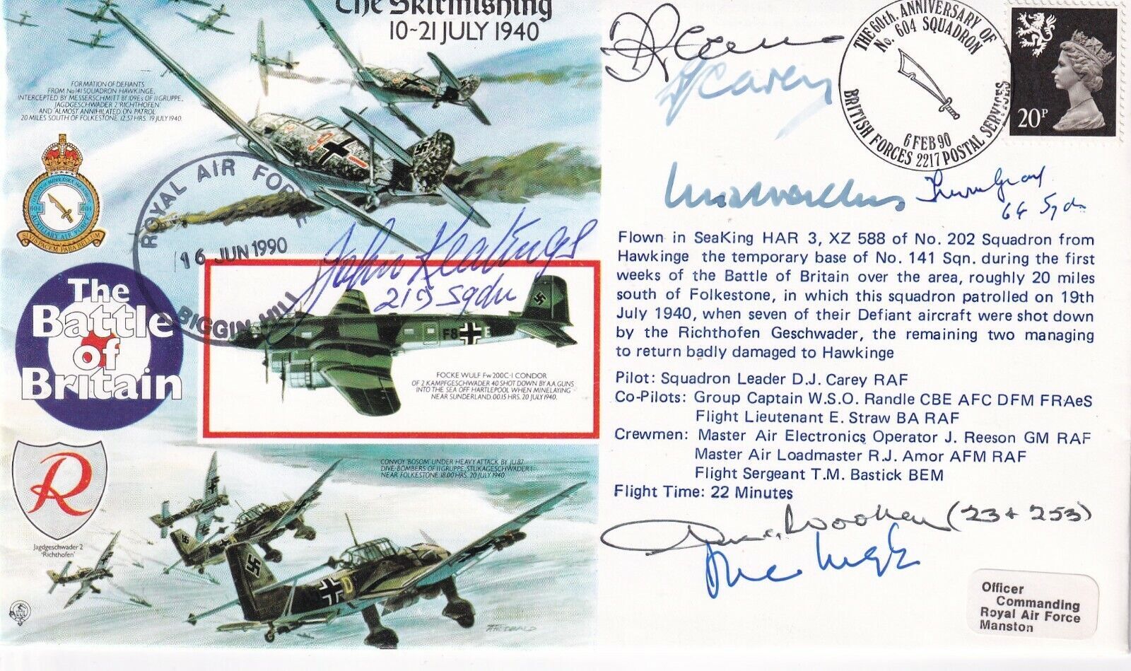 WW2 RAF cover Battle of Britain Skirmishing Signed 6 Battle of Britain ...