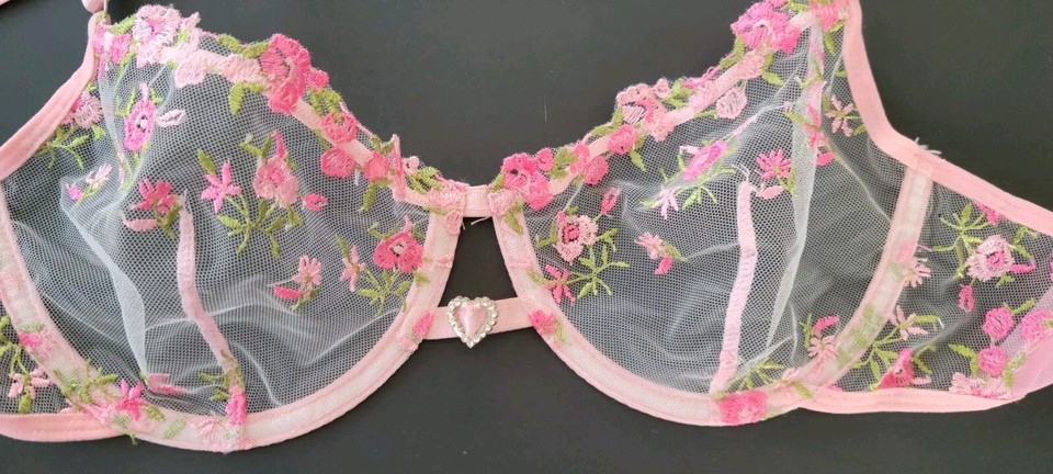 New BRA & Panty Size L Dancer Cheeky Undies Sheer Floral Honeymoon ...