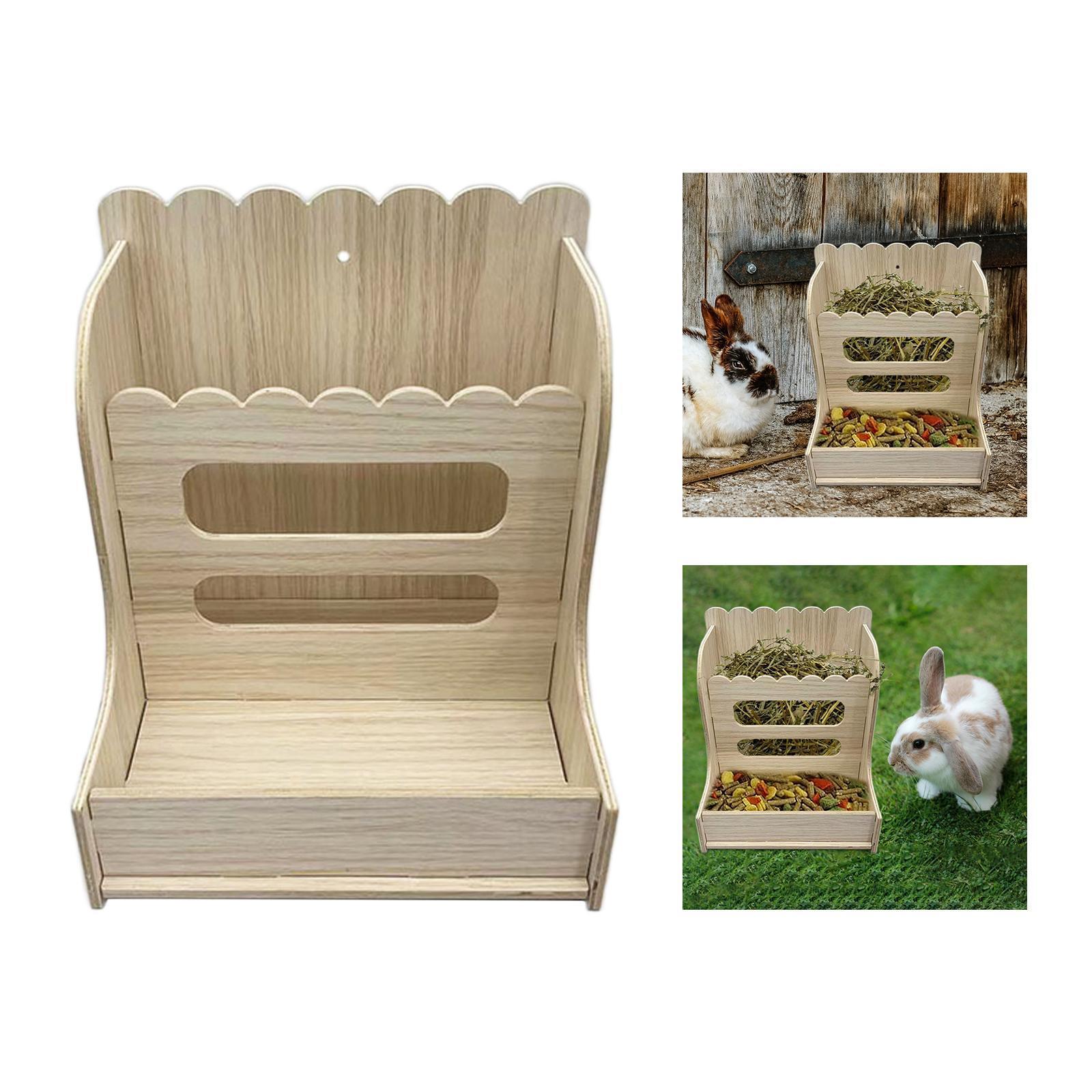 Wood Rabbit Hay Feeder Bunny Hay Dispenser for Small Pets Chinchilla ...
