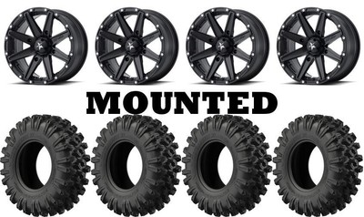 Kit 4 EFX MotoRavage XL Tires 37x10-15 on MSA M33 Clutch Matte Black ...