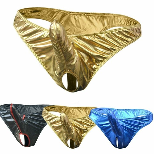 MCT RIO String mit langer Penishülle + Hoden LOCH Tanga SLIP in GOLD in ...