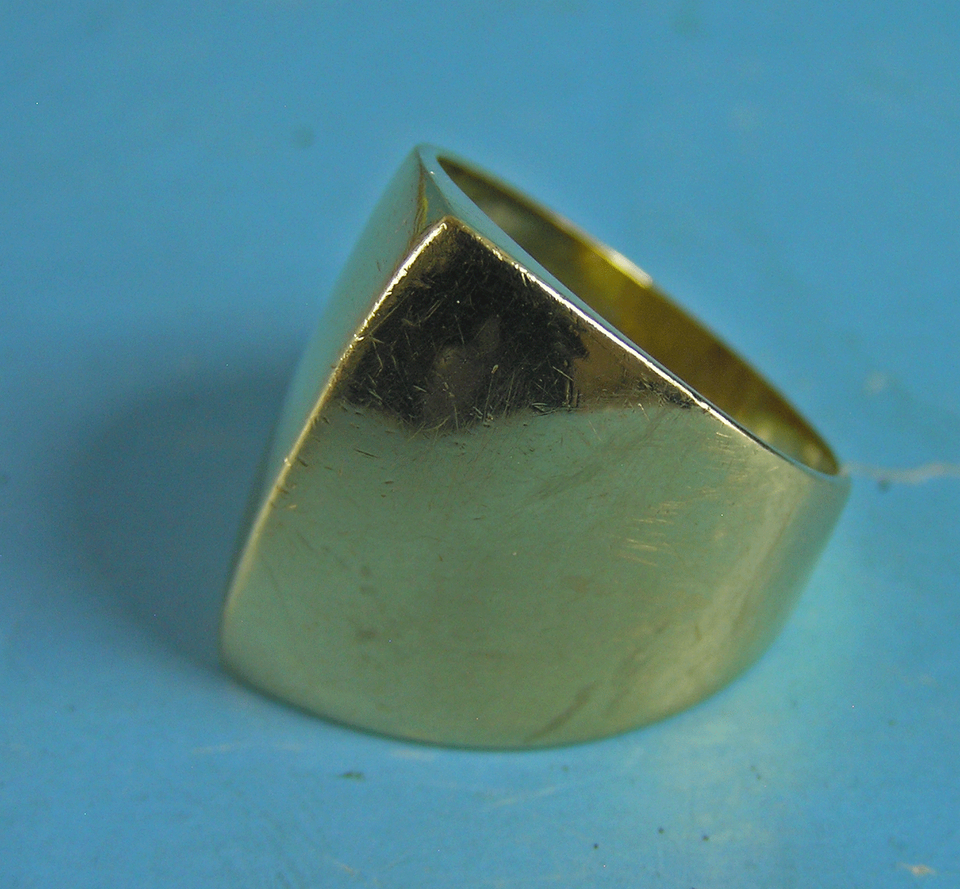 18K Solid Yellow Gold Designer KITSINIAN Modern Cigar Band Ring 8.5g ...