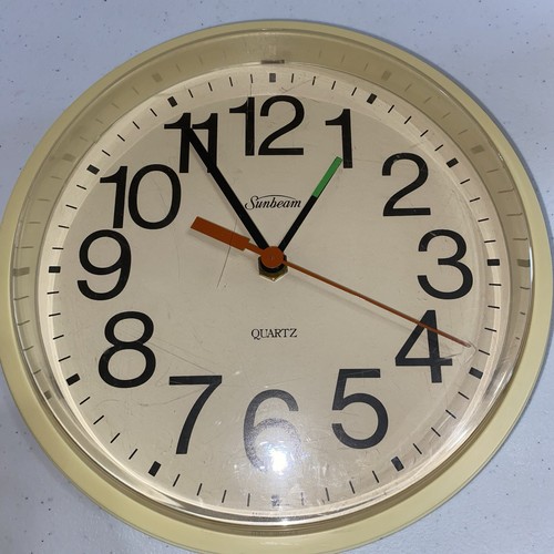 Vintage Plastic Sunbeam Quartz Wall Hanging Clock With Glow In The Dark ...