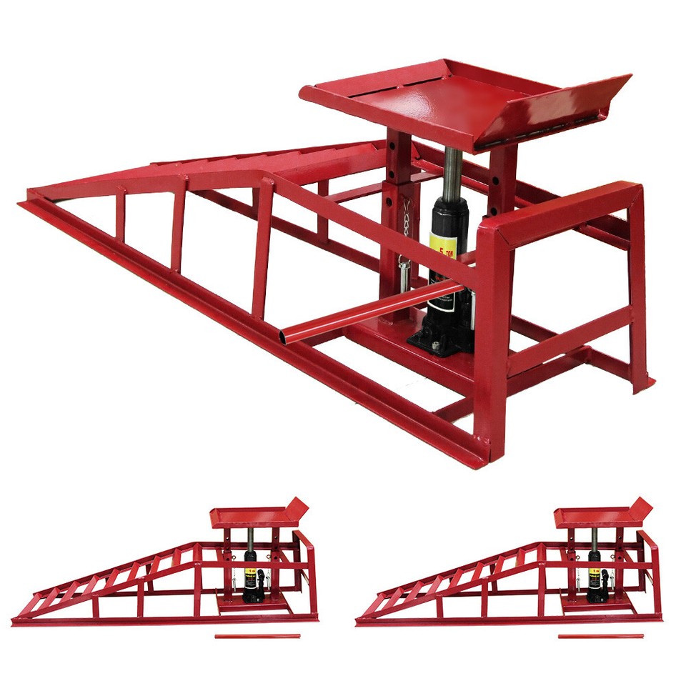 2 Ton Hydraulic Car Ramps 2x Heavy Duty Garage Auto 5 T Bottle Lift ...