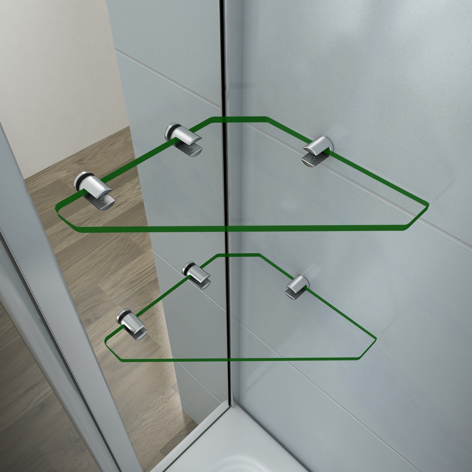 1000x1400mm Easy Clean Glass 180° Pivot Shower Bath Screen Shelves ...