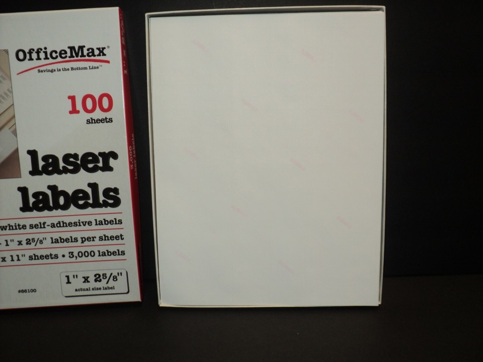 NEW Old Stock OfficeMax Laser Labels 100 Sheets with 30 Labels Per ...