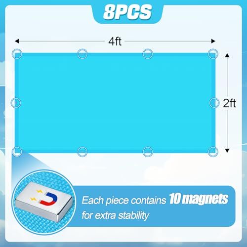 8 Pcs Fluorescent Light Covers with 10 Strong Magnets - Light Blue Sky ...