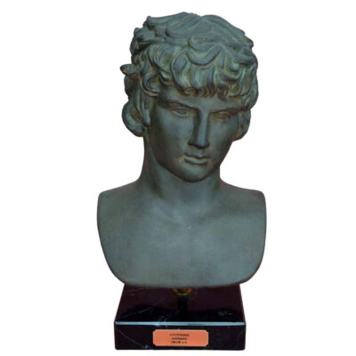 Antinous large casting stone head bust on marble base - Emperor Hadrian ...
