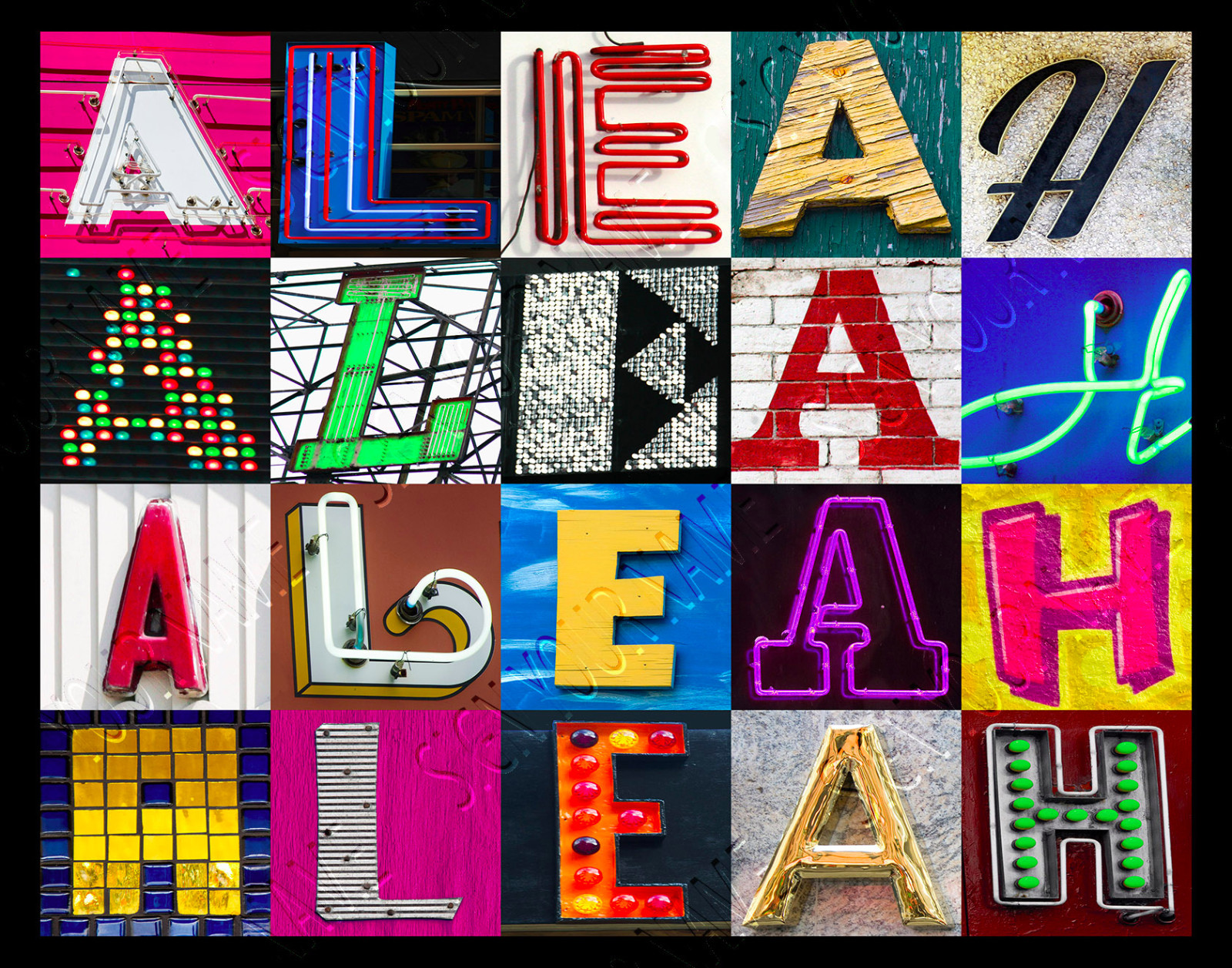ALEAH Name Poster featuring photos of actual sign letters | eBay