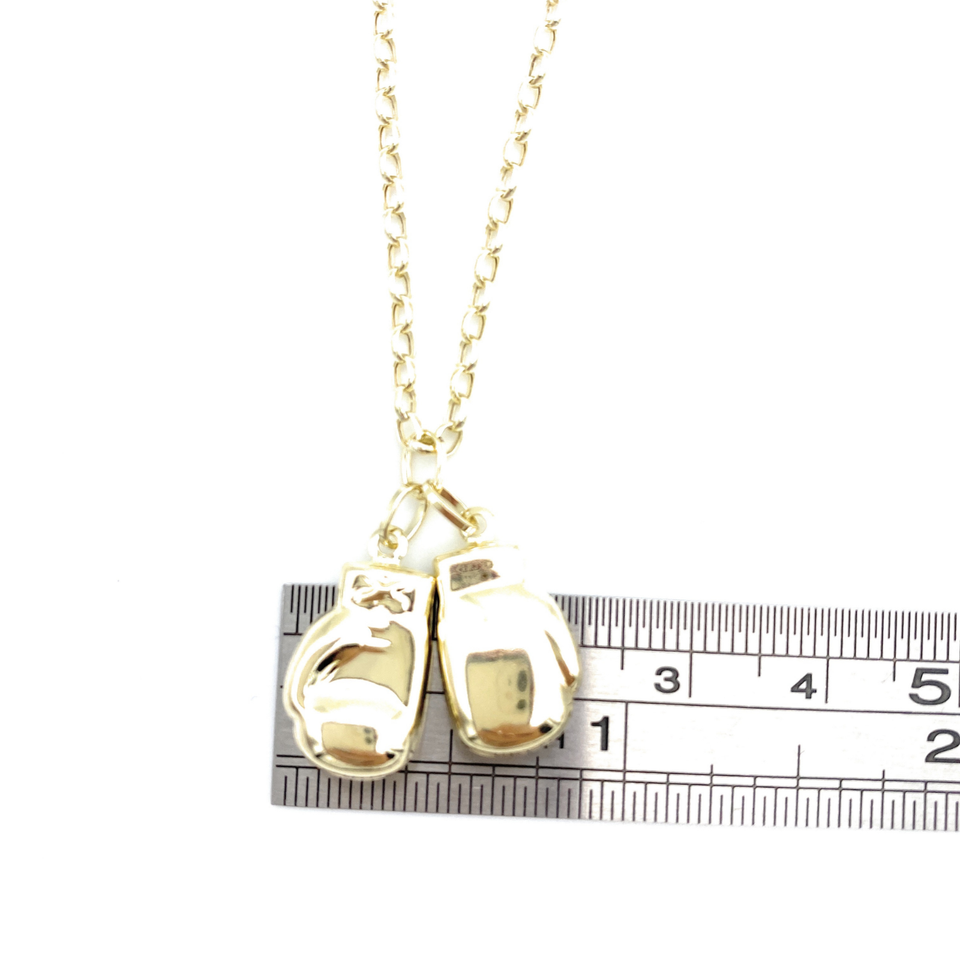 Real 9ct Yellow Gold Double Twin Boxing Glove Pendant Necklace Chain 18 ...