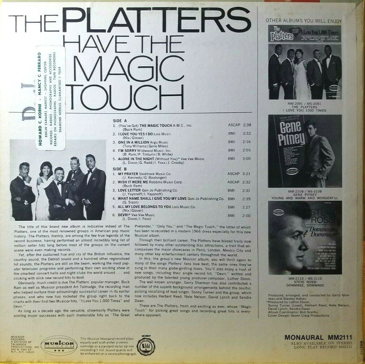 The Platters - Have The Magic Touch LP 1966 Funk/Soul MONO Musicor ...