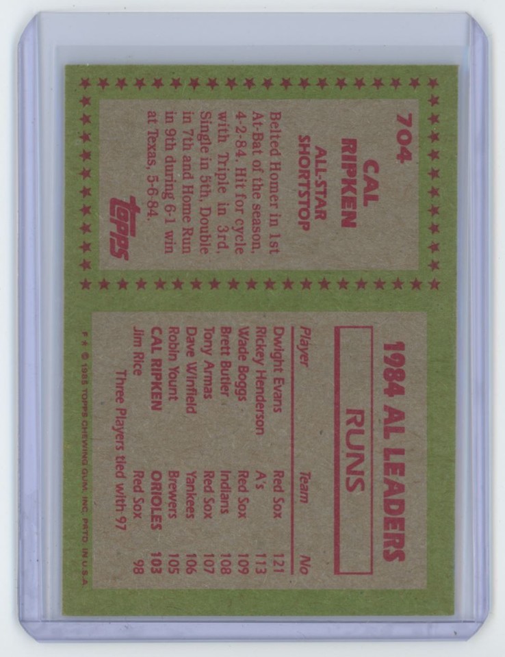1985 TOPPS CAL RIPKEN* BALTIMORE ORIOLES #704 | eBay