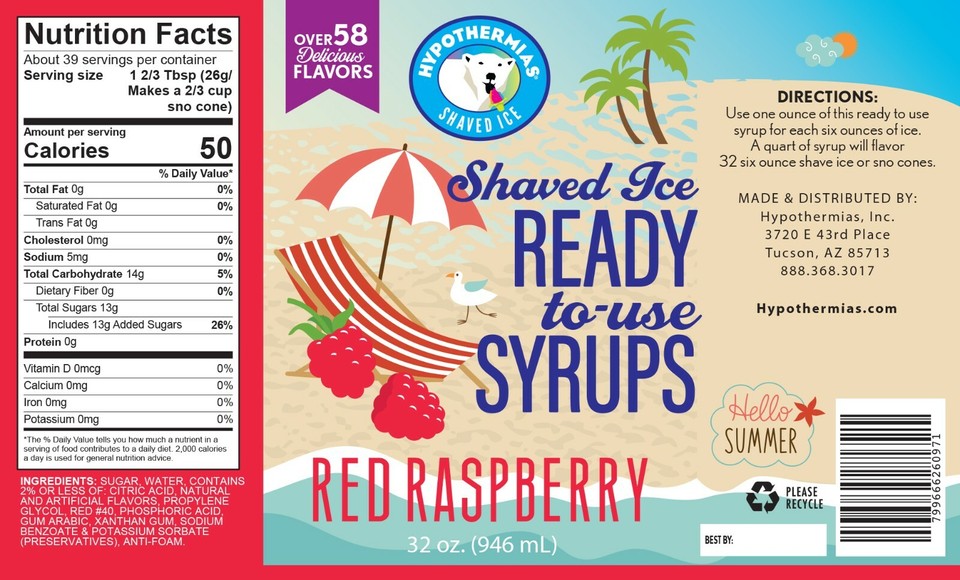 Hypothermias RED RASPBERRY Flavor Syrup 🍧 Snow Cone machine Shaved Ice ...