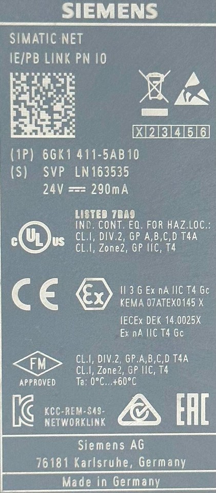 Siemens Simatic IE/PB LINK PN IO 6GK1411-5AB10 6GK1 411-5AB10 V3.1.0 | eBay