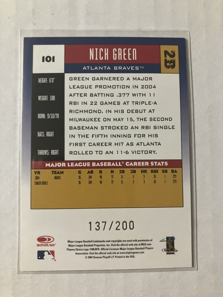 2005 Donruss Press Proofs Red #101 Nick Green /200 | eBay