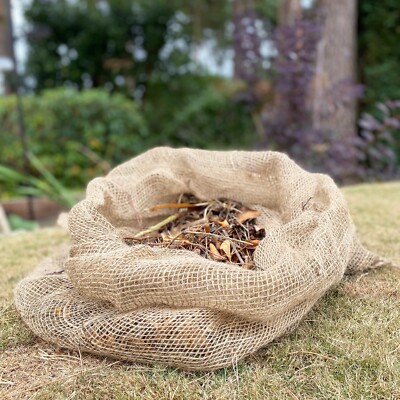 10 x Compostable Leaf Sacks Mould Bags Jute Hessian Biodegradable Mulch ...