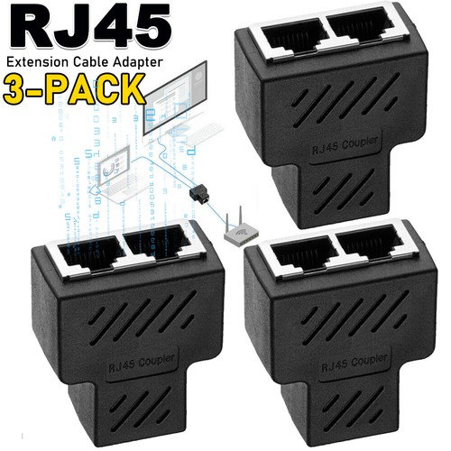RJ45 Splitter Adapter 1 to 2 Ways Dual Female Port CAT5/6/7 LAN ...