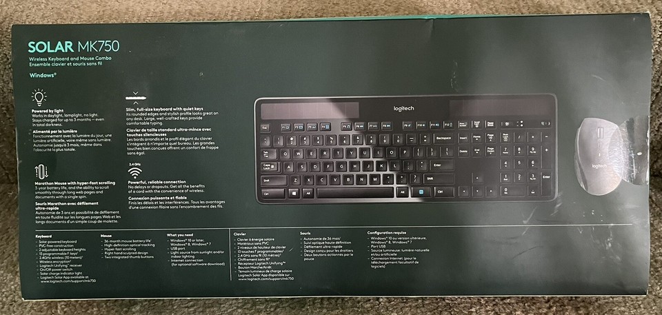 NEW Logitech MK750 Solar Combo Wireless Keyboard & Mouse Black ...