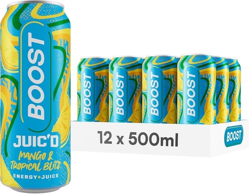 Boost Juic'd Energy Drink Mango & Tropical Blitz, 500ml x 12 pack ...