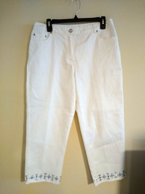 Ruby Rd. Women's Denim Capris Size 10 White w/Embellishments (RT002K ...