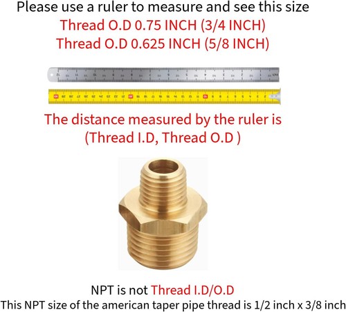 1/2 Inch Male to 3/8 Inch Male NPT Adapter Brass Reducing Hex Nipple ...