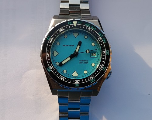 Seestern 600T V3 S407 NH35 Ceramic Bezel 200m Dive Watch Teal Blue Doxa ...