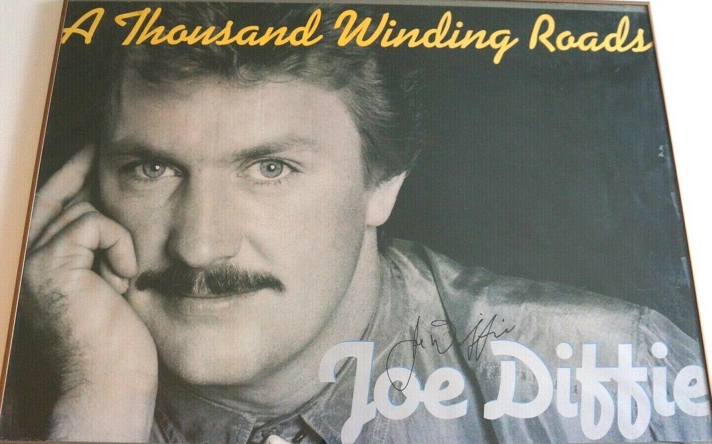 JOE DIFFIE Signed Vintage A THOUSAND WINDING POADS 34x24 Autograph ...