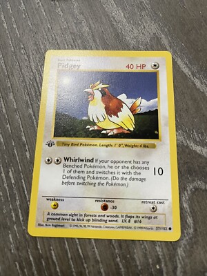 Pidgey 1st Edition 57/102 Base Set Shadowless WOTC Pokemon Card | eBay
