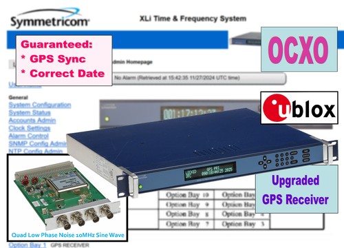 Symmetricom XLi GPS OCXO 10MHz Oscillator NTP Time Server w/ PPO TIET ...