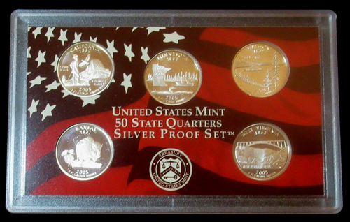 2005 5 Coin Quarters US Mint Silver Proof Set CoA in Original Box | eBay