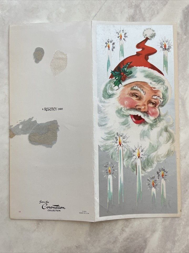 50s Santa Silver Foil Glitter Candles Vtg XMAS Card USED | eBay