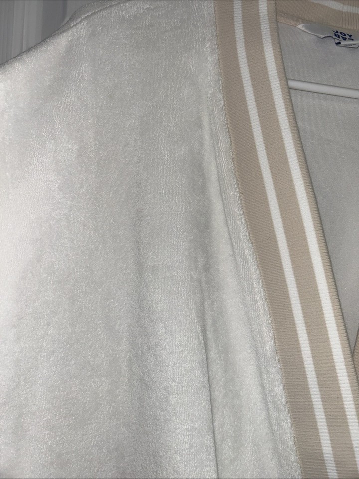 Joy Lab Terry Cardigan Sweater Women’s White Midweight Long V-Neck Top ...