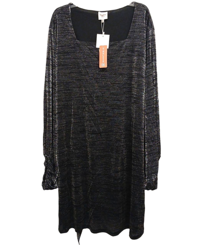 Hayden Fancy Dress Plus Women Sz 3XL Gray Metallic Shimmer Square Neck ...