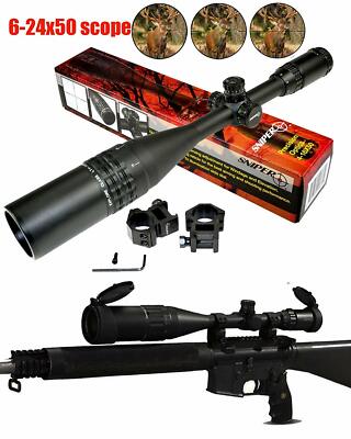 Sniper 6-24x50AOL Rifle Scope illuminated W/ Quick Lock and Zero W/E ...