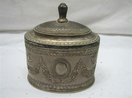 Vintage Ornate Victorian Sewing Pin Cushion Box Felt Lined Trinket Lid ...