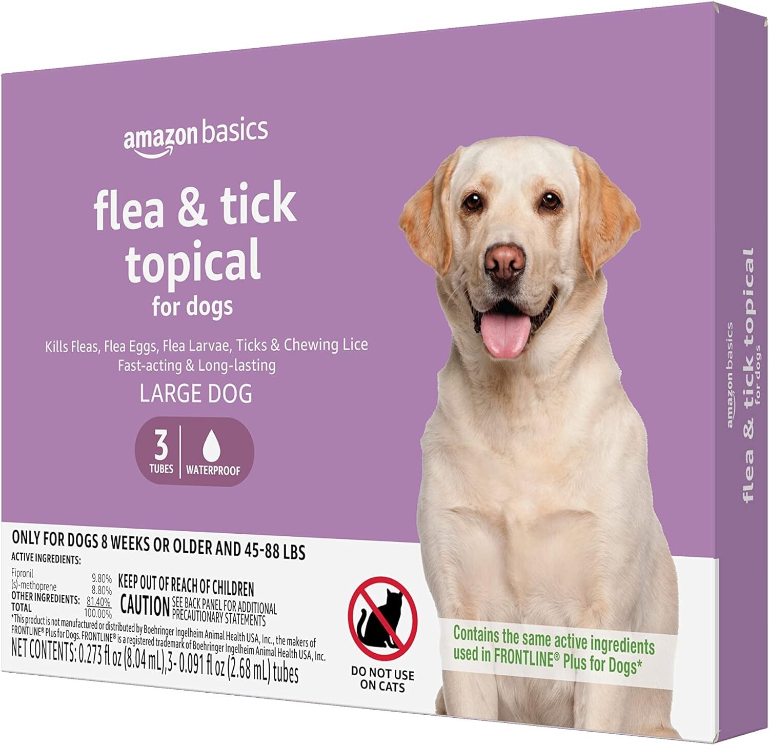Amazon Basics Flea and Tick Topical Treatment for Large Dogs 45-88lbs ...