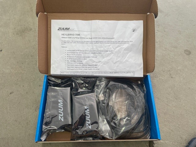 Zuum Media HE1LBIRV2-70M HDMI Long Range Extender Over CAT5/6 Cable w ...