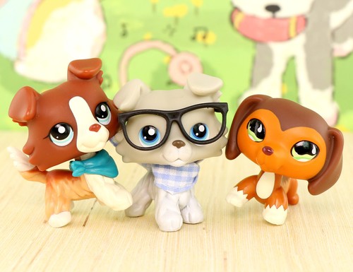 3pc lps Red and Grey Collie 1542 363 Orange Dachshund 675 Cute lps Toys ...