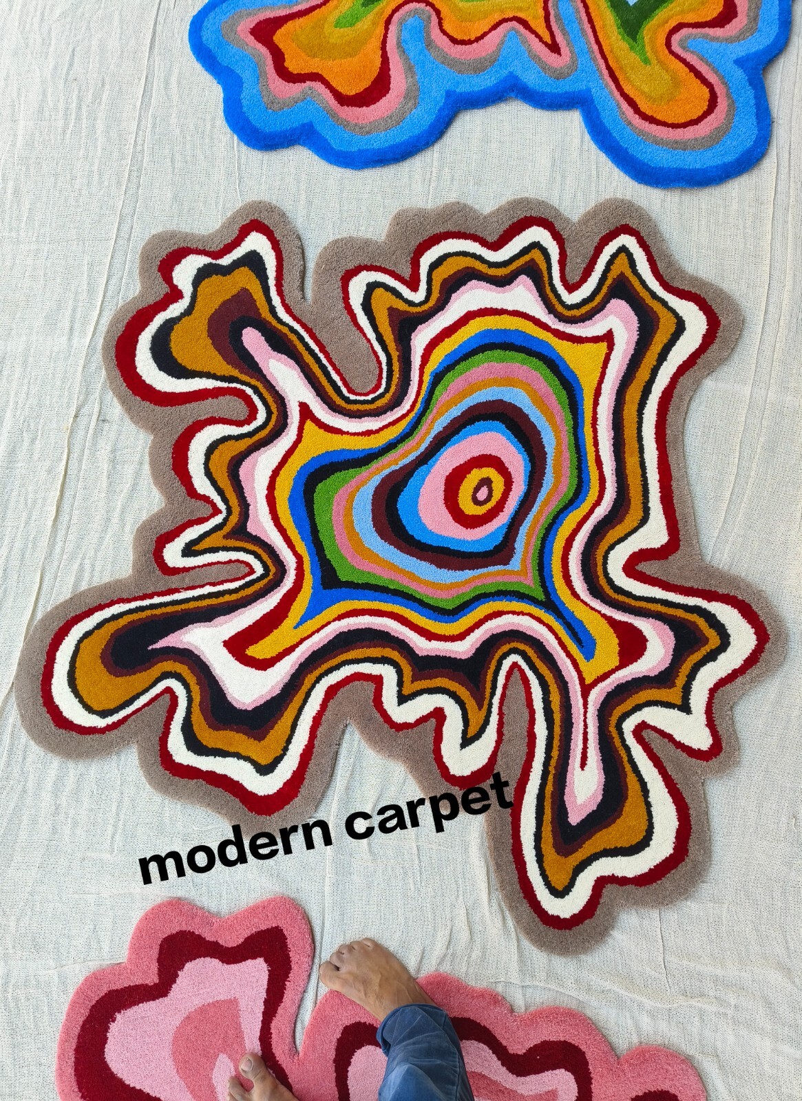 Psychedelic Irregular Rugs Handmade 100% Woolen Hand Tufted For Home ...