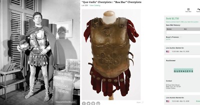 MGM Auction Roman movie prop armor Terence Longdon Drusus Ben Hur ...