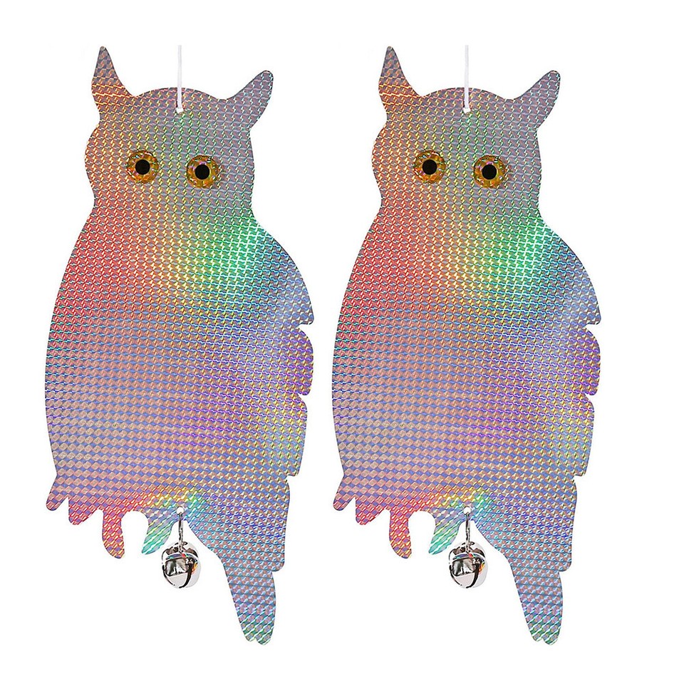Reflective Bird Deterrent Scare Owl Keep Away Repellent Hanging Spinner ...