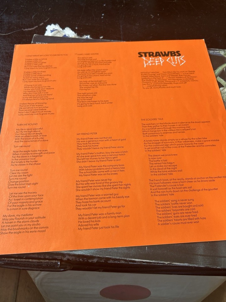 Strawbs Deep Cuts LP Album Vinyl Record Polydor Rock 1976 with inner ...