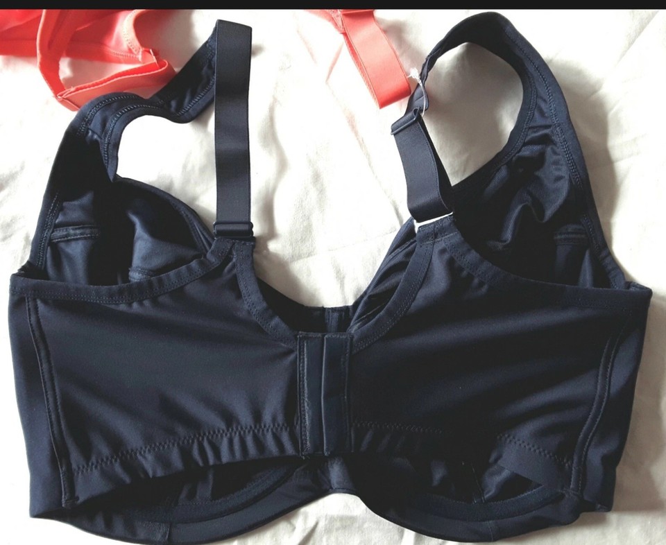 M & S Navy / Bright Coral 2 Pack Good Move High Impact Sports Bra BNWT ...