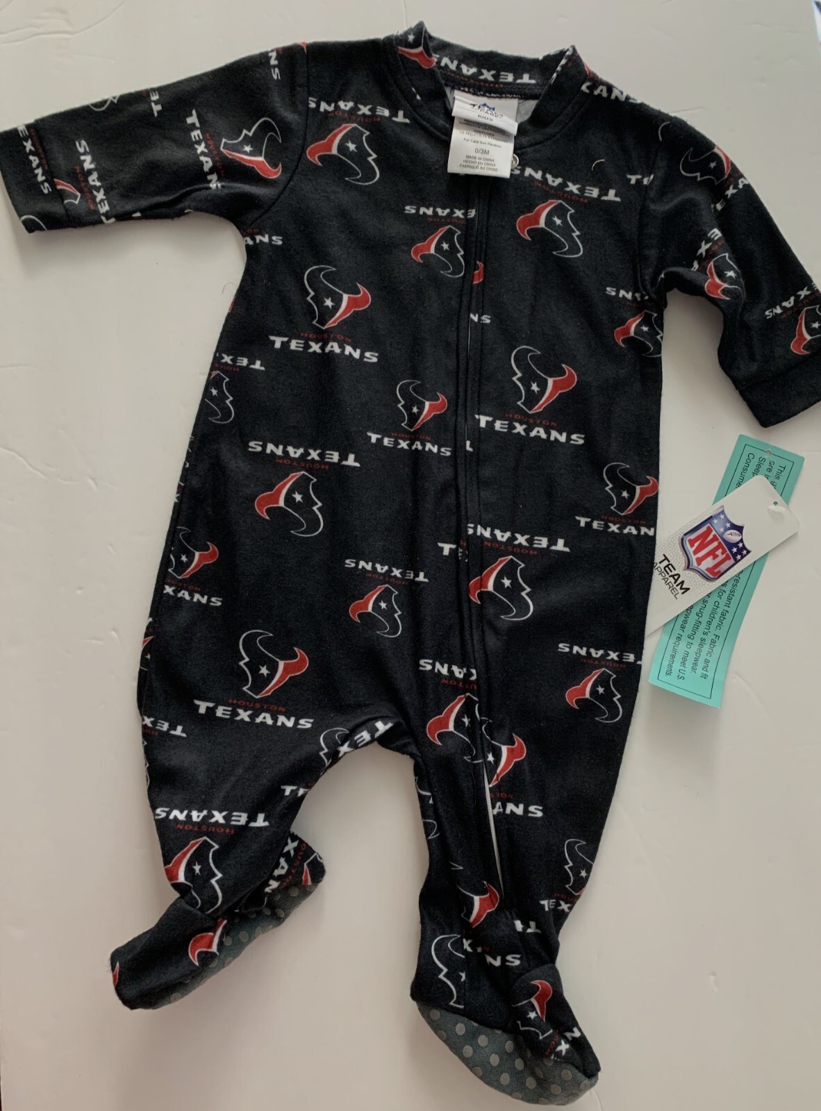 Infant HOUSTON TEXANS Flannel SLEEPER 0-3mo NEW Team Apparel NFL ...