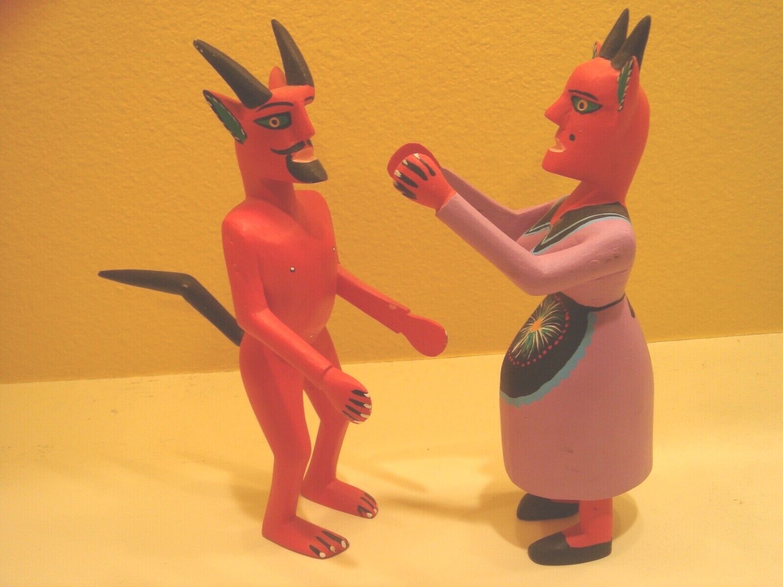 Man & Woman Folk Art Devil Set Wood Alebrijes by ANTONIO FABIAN CUEVAS ...
