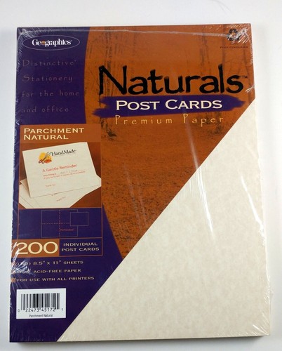 Post Cards Parchment Natural 200-Ct Geographics Naturals Post Cards New ...