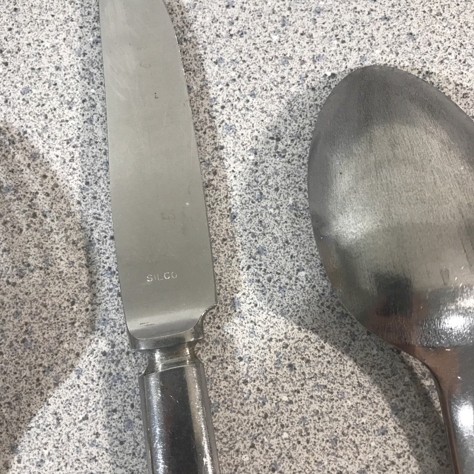 US Navy USN Silverware Silco Military Stainless Fork Spoon Knife Reed ...