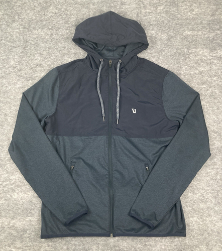 Vuori Sunday Element Jacket Mens M Blue Gray Colorblock Full Zip Hooded ...